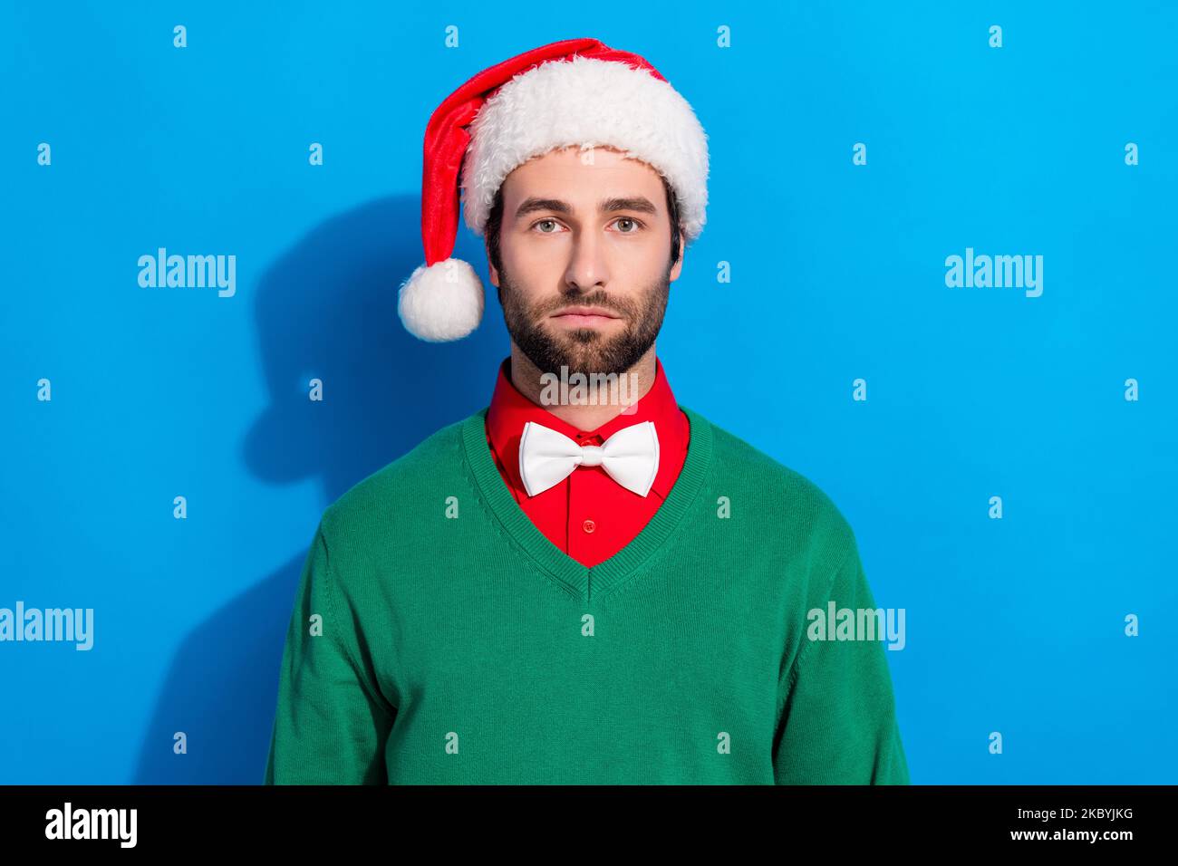 Photo of focused concentrated elegant person calm serious face isolated ...