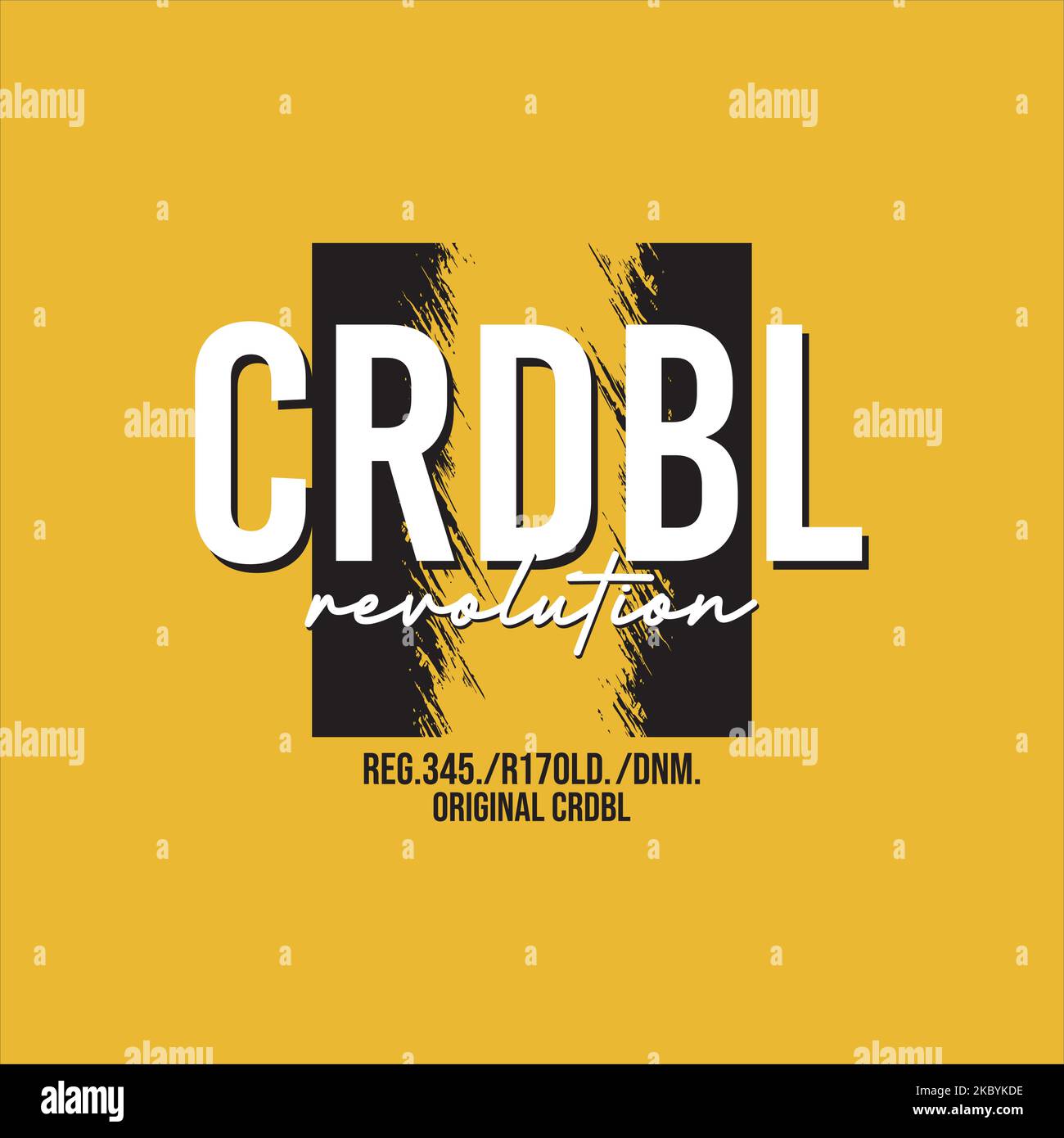 A yellow typography clothing template design with bold white and black ...