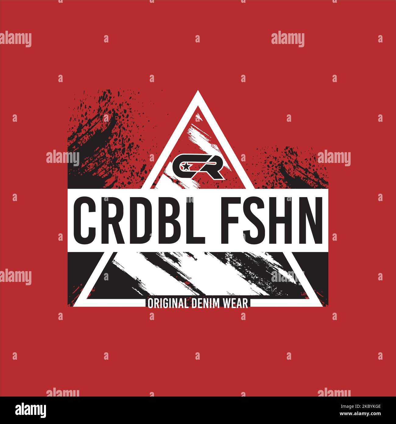 A red typography style clothing template design with bold white and ...