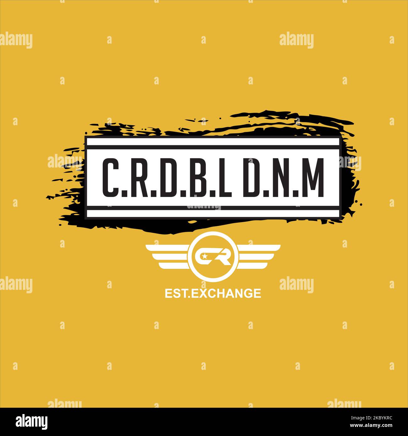 A yellow typography clothing template design with bold white and black ...