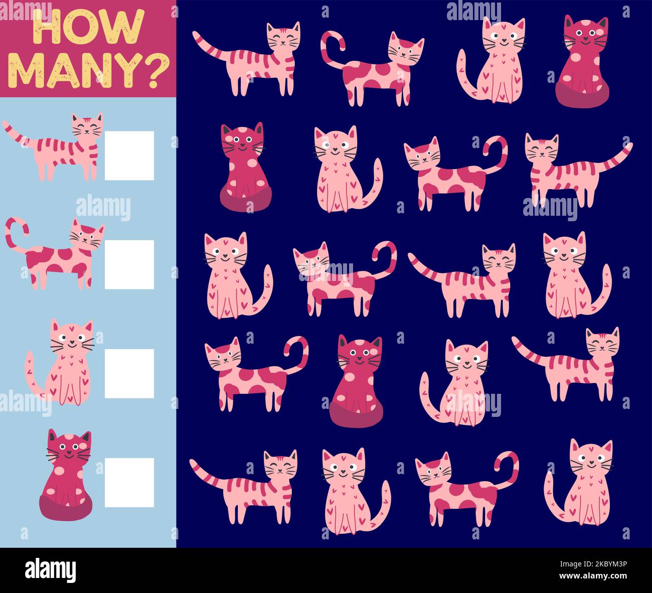 How many Cat, game for children. How many are they game. Count the Cats ...