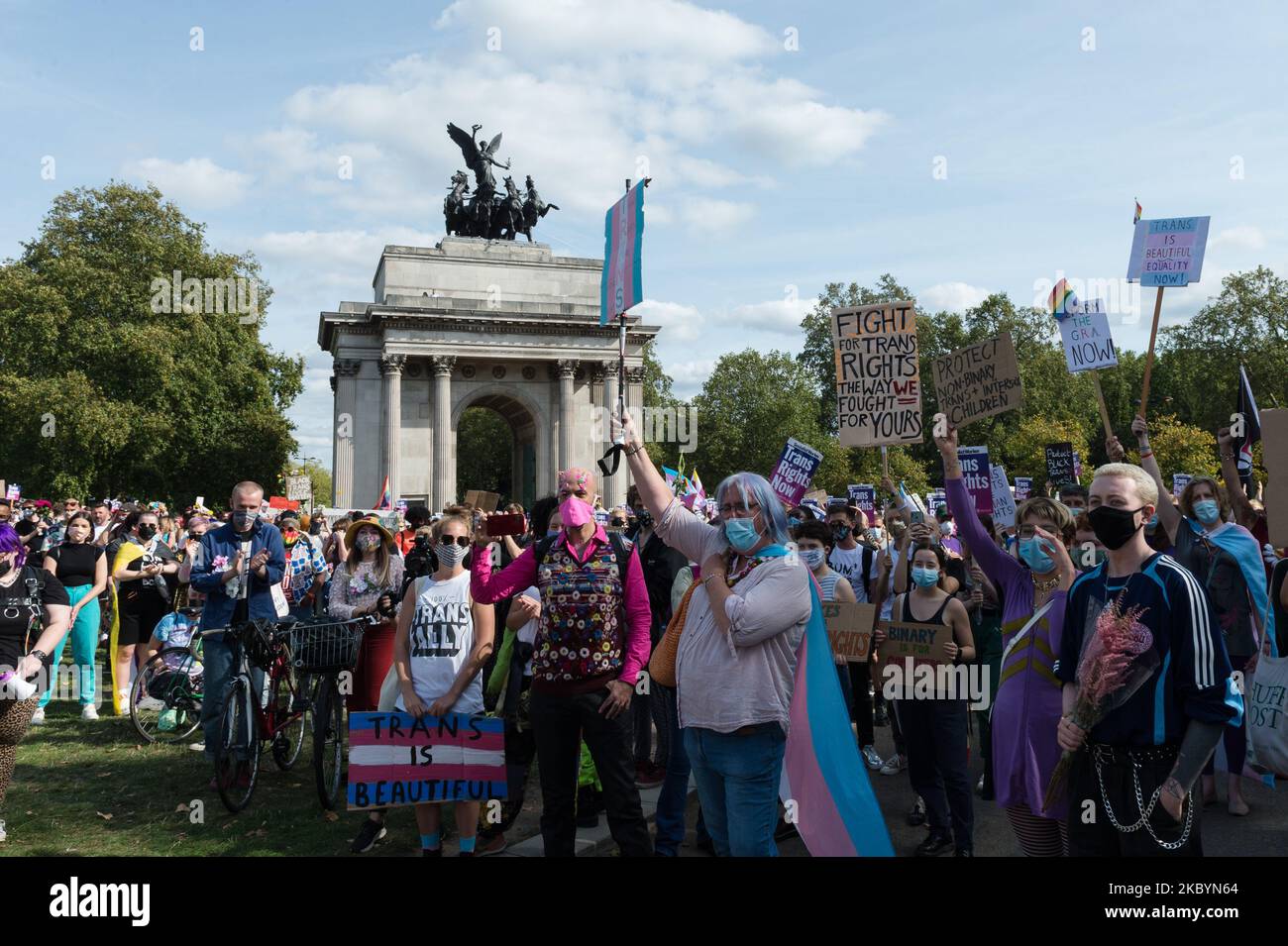 Transgender people and their supporters gather at Wellington Arch to ...