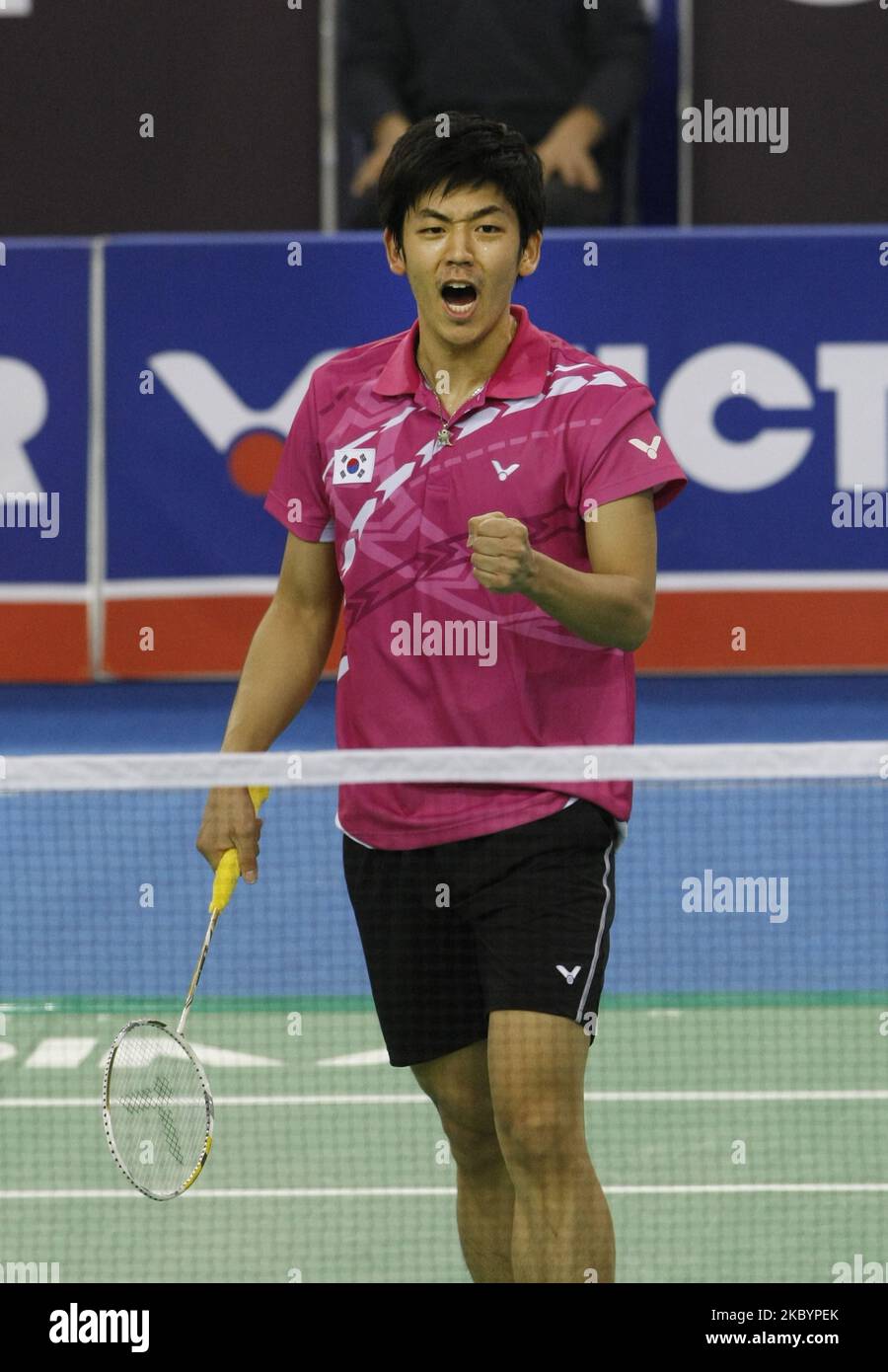 South Korea's Lee Yong Dae(center) and Jung Jae Sung compete with China ...