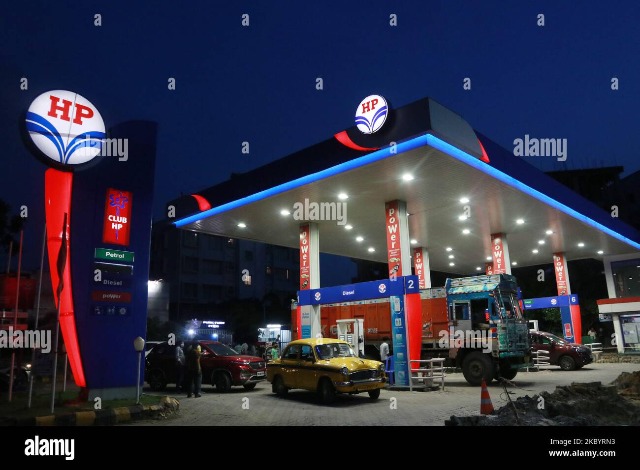 A Hindustan Petroleum Petrol Pump in Kolkata, India on September 12, 2020. (Photo by Debajyoti ...