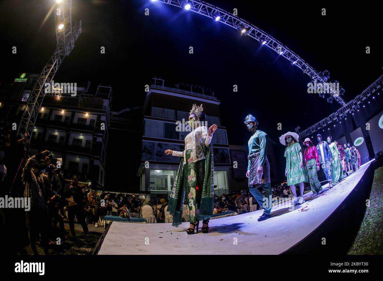 The model wore a marlin fish batik motif designed by a local designer ...