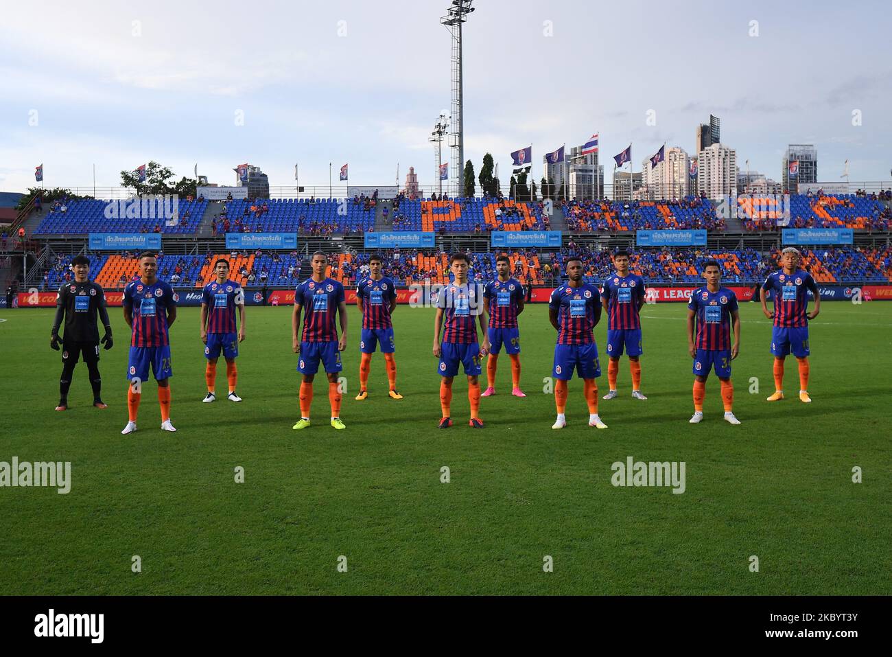 Port FC team line-up poses before match start during the competition ...