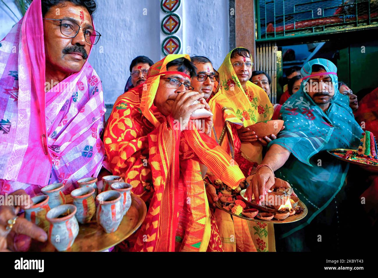 Hindu men seen dressed up as women (saree) to make the final worship ...