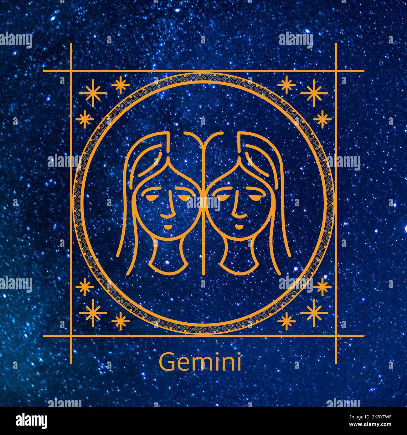 The Gemini zodiac sign isolated on the starry night sky background ...