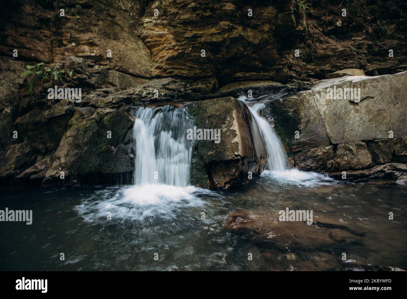 A close-up view of the Girl's Tears waterfall in the Ivano-Frankivsk ...