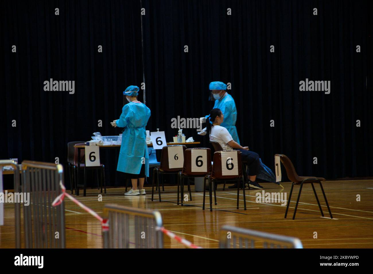 Inside Ta Kok Tsui Sports Centre, one of Hong Kong's makeshift centres ...