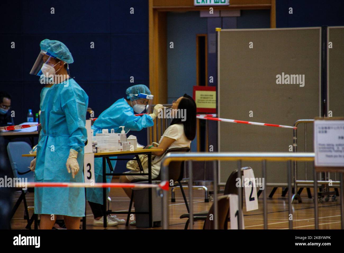 Inside Ta Kok Tsui Sports Centre, one of Hong Kong's makeshift centres ...