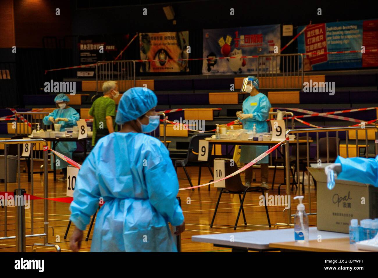 Inside Ta Kok Tsui Sports Centre, one of Hong Kong's makeshift centres ...
