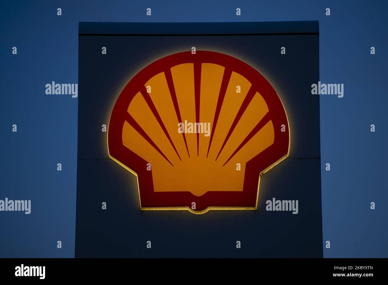 British-Dutch oil and gas company Royal Dutch Shell PLC sign , commonly ...