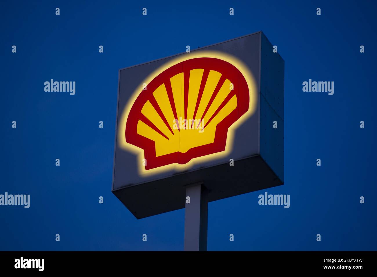 British-Dutch oil and gas company Royal Dutch Shell PLC sign , commonly ...