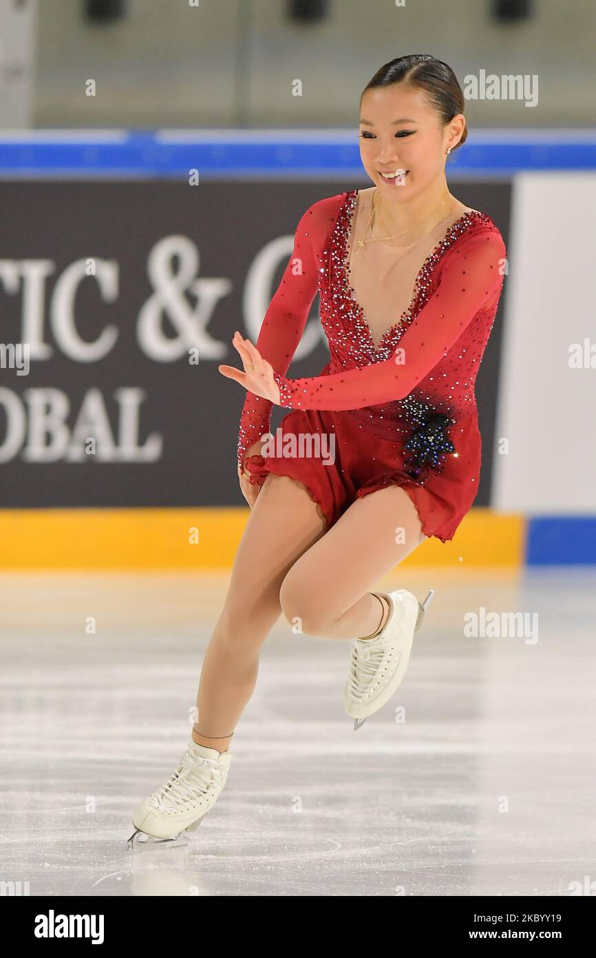 Audrey SHIN (USA), during Women Short Program, at the ISU Grand Prix of ...