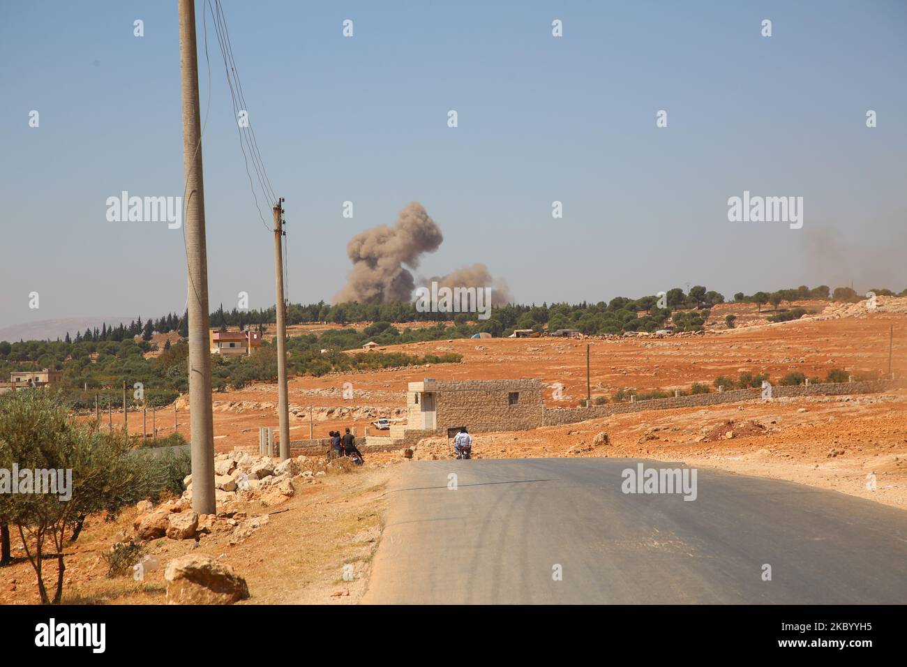 Smoke rises as a result of Russian air strikes on Patenta, west of the ...
