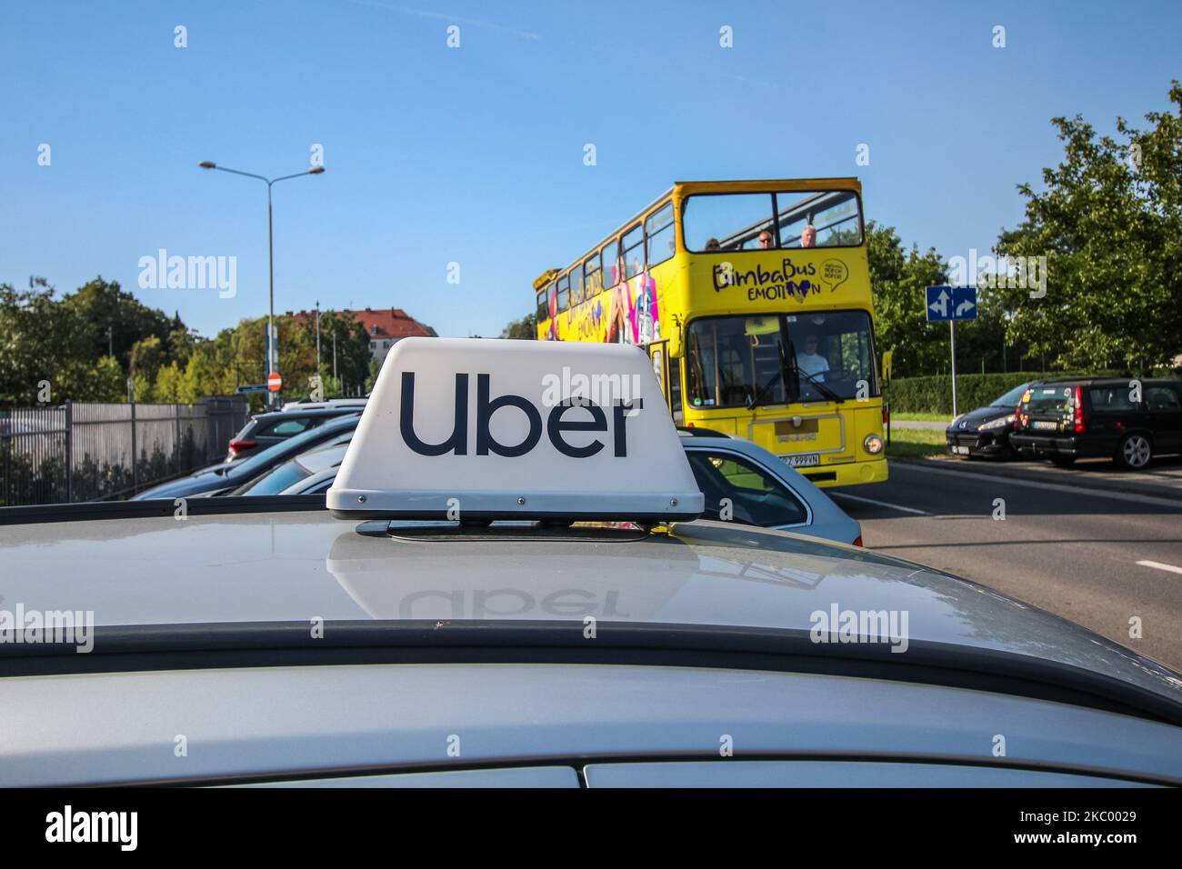 Man on taxi roof hi-res stock photography and images - Alamy