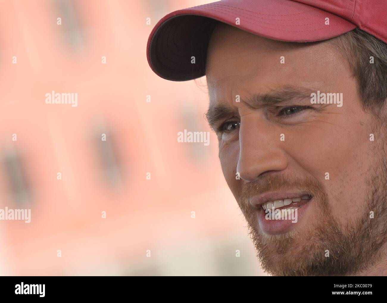 Polish actor, Mateusz Janicki, seen during an interview recording for ...
