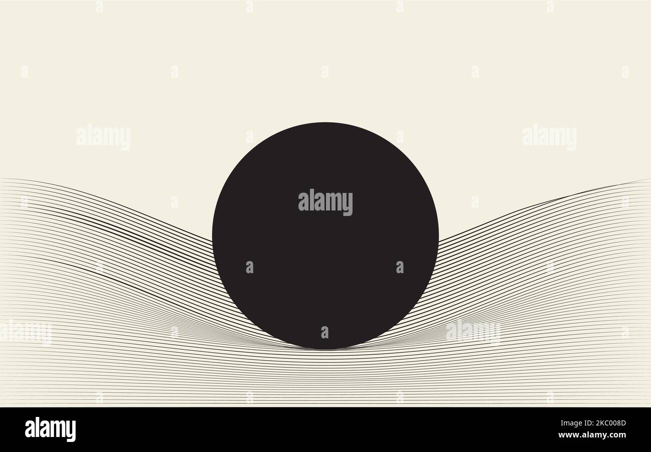 Abstract art line design. Mass gravity concept. Black hole singularity ...