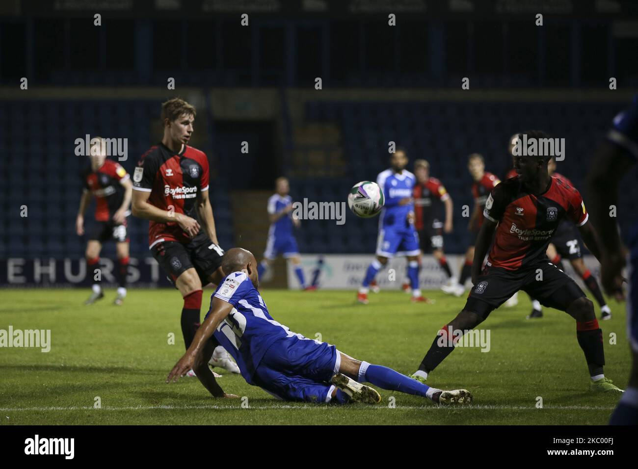 Jordan Graham of Gillingham crosses the ball in during the Carabao Cup ...