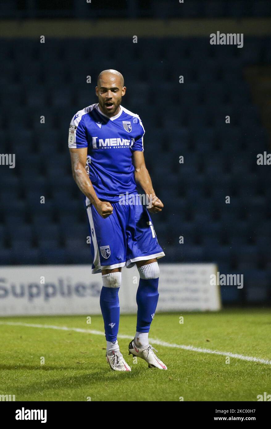 Jordan Graham of Gillingham celebrates his goal during the Carabao Cup ...