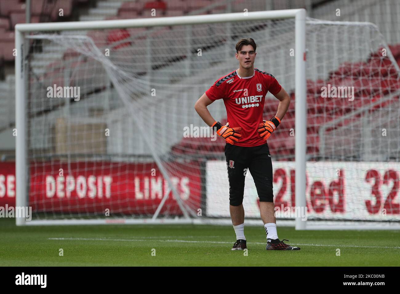 Sol Brynn of Middlesbrough warms up prior to the Carabao Cup match ...