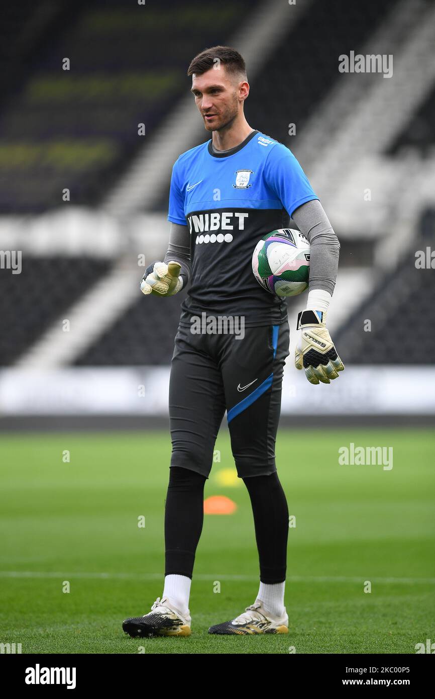 Mathew Hudson of Preston warms up ahead of kick-off during the Carabao ...