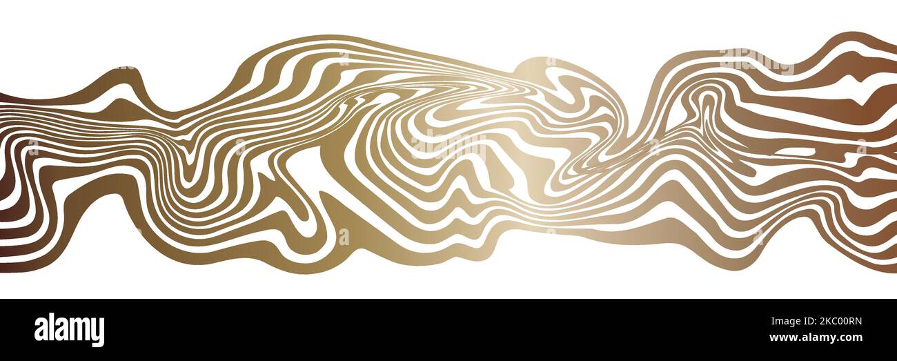 Abstract distorted wave background.Stripes gold design. Vector ...