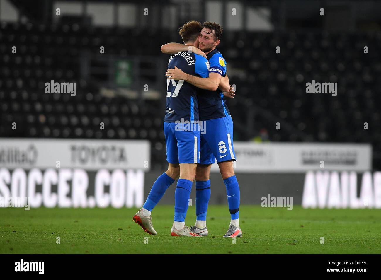 Tom Barkhuizen of Preston celebrates after scoring a goal to make it 1 ...