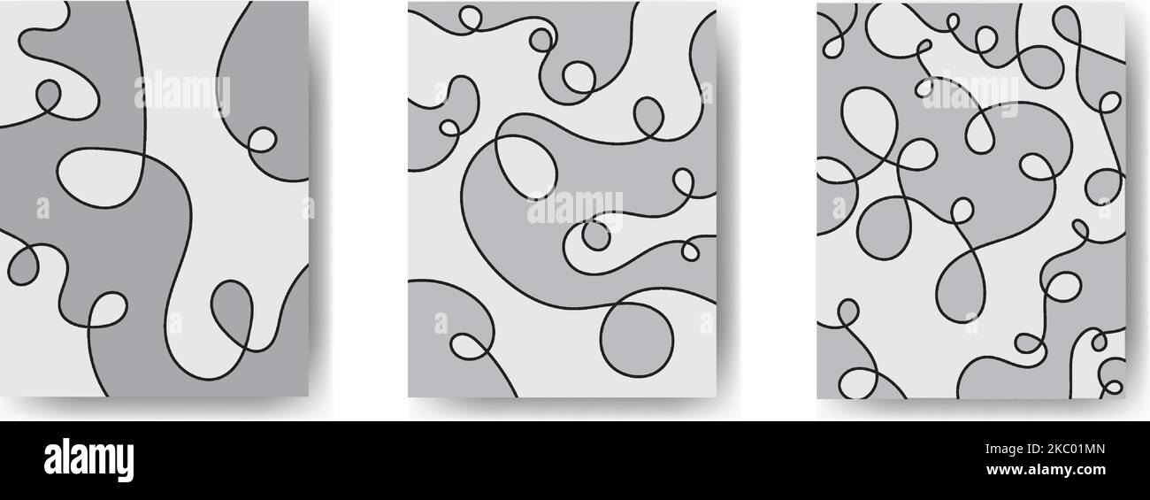 Minimalist black line set. Abstract art of flow lines. Vector ...