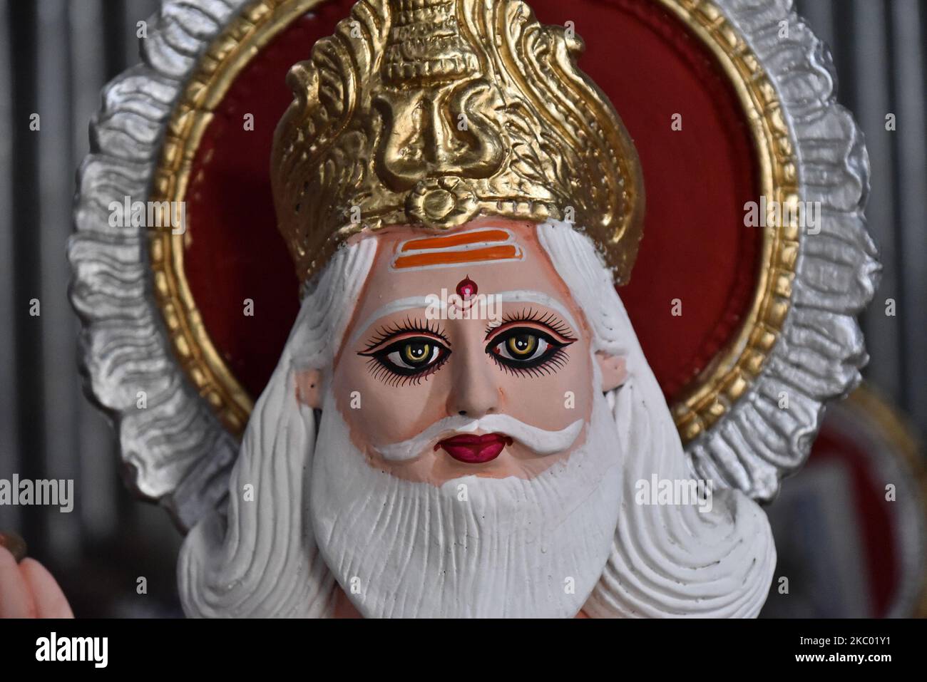 A Portrait of the Hindu God Vishwakarma, which is being transported to ...