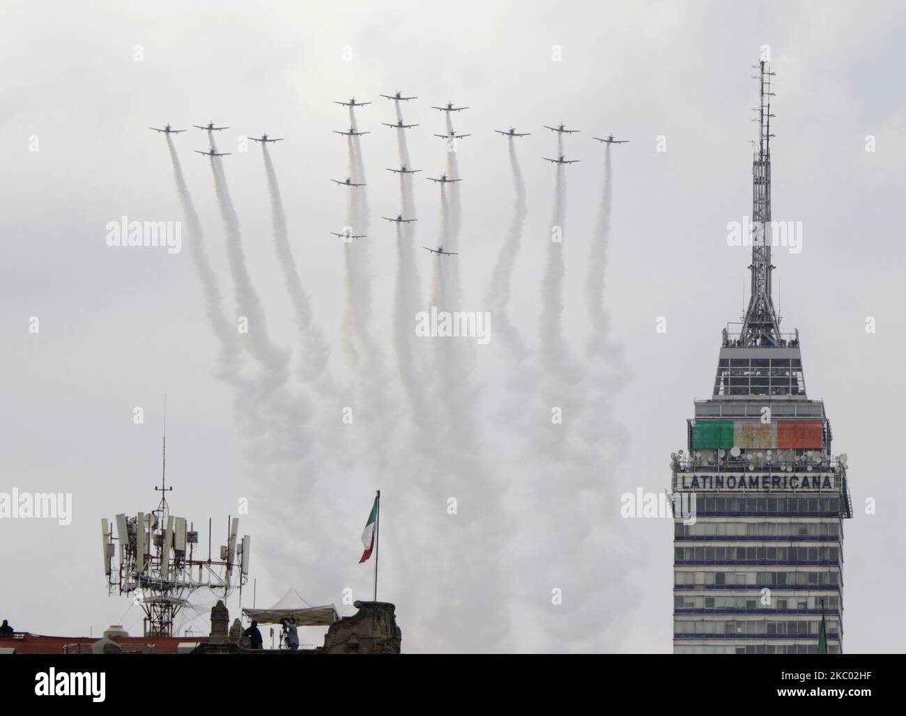Land military parade in the Zocalo of Mexico City, on the occasion of ...