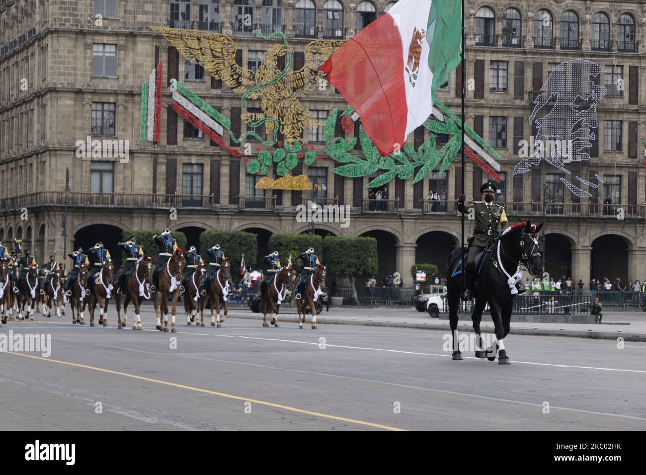 Land military parade in the Zócalo of Mexico City, on the occasion of ...