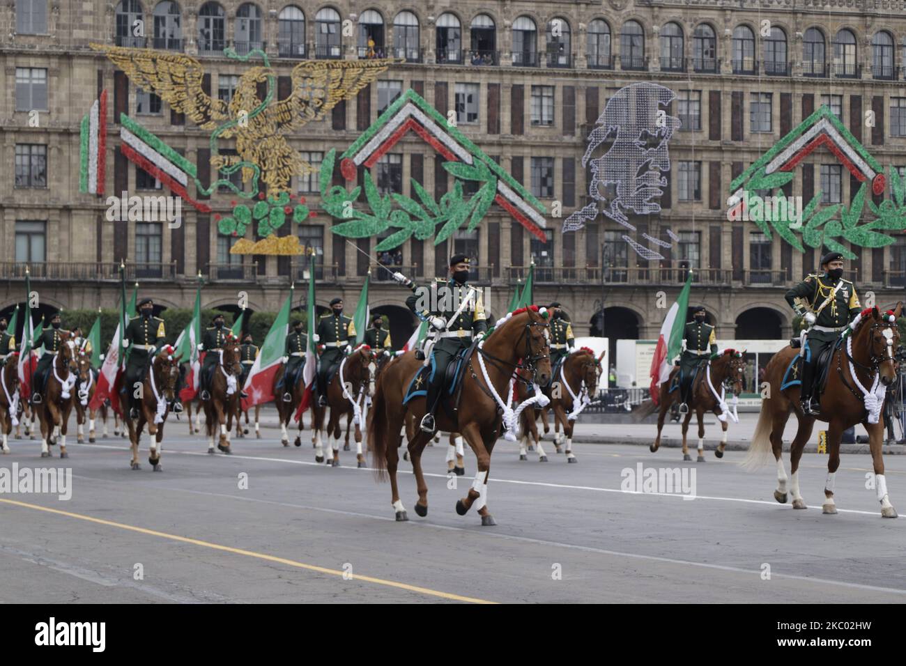 Land military parade in the Zócalo of Mexico City, on the occasion of ...