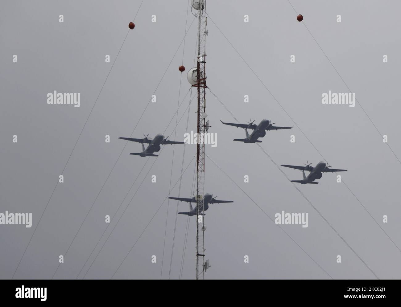 Military air parade in the Zócalo of Mexico City, on the occasion of ...
