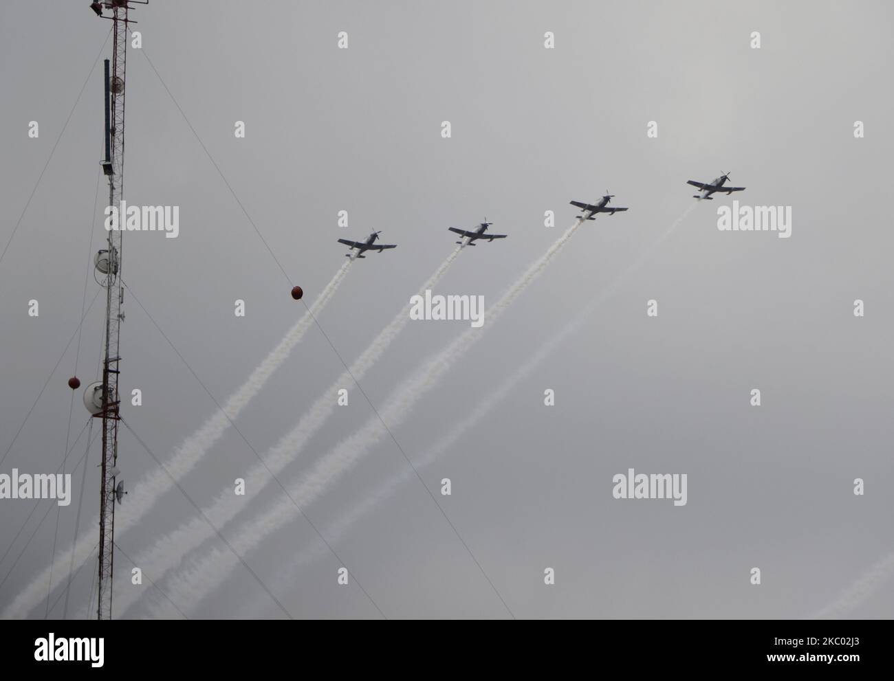 Military air parade in the Zócalo of Mexico City, on the occasion of ...