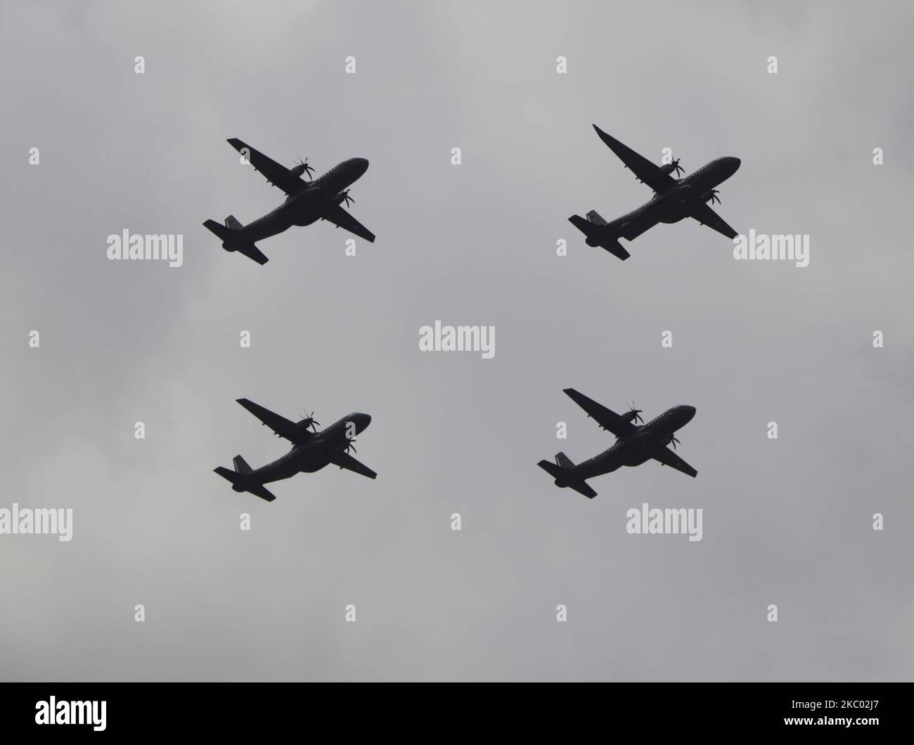 Military air parade in the Zócalo of Mexico City, on the occasion of ...
