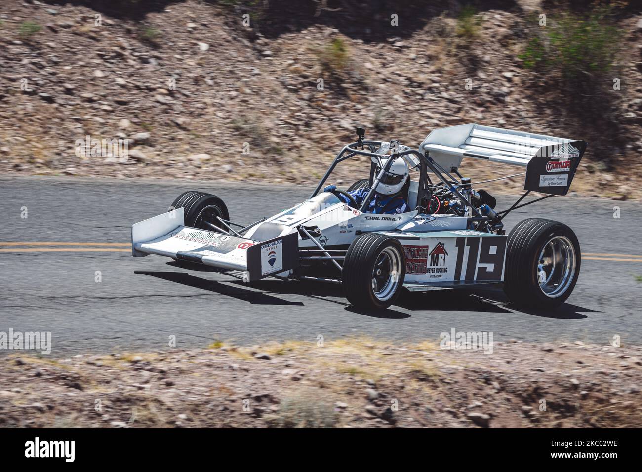 Earl Omaley's race car going uphill during the Clifton Hill Climb ...
