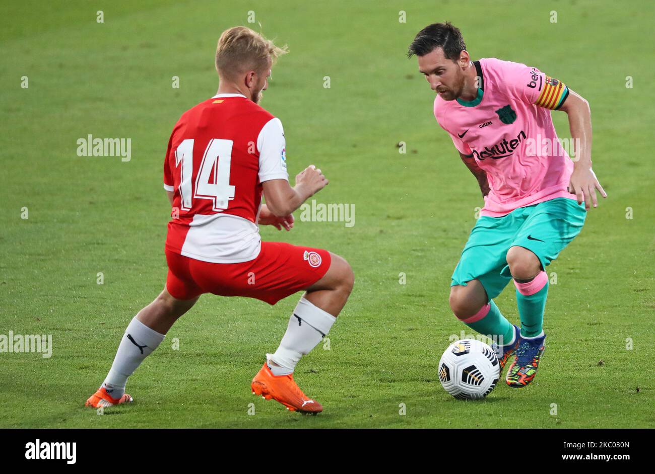 Leo Messi and Samu Saiz during the friendly match between FC Barcelona ...