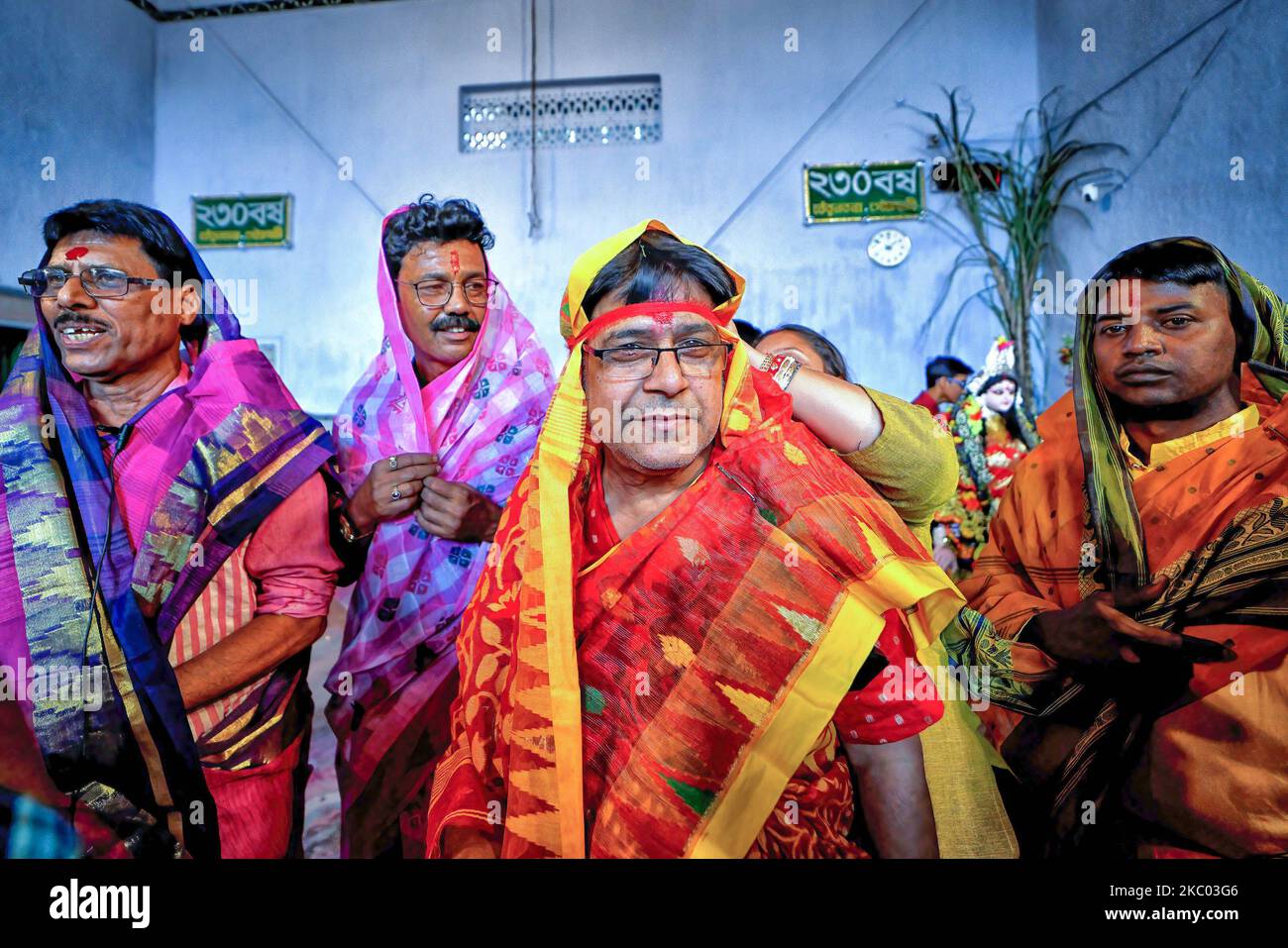 Hindu men seen dressed up as women (saree) to make the final worship ...