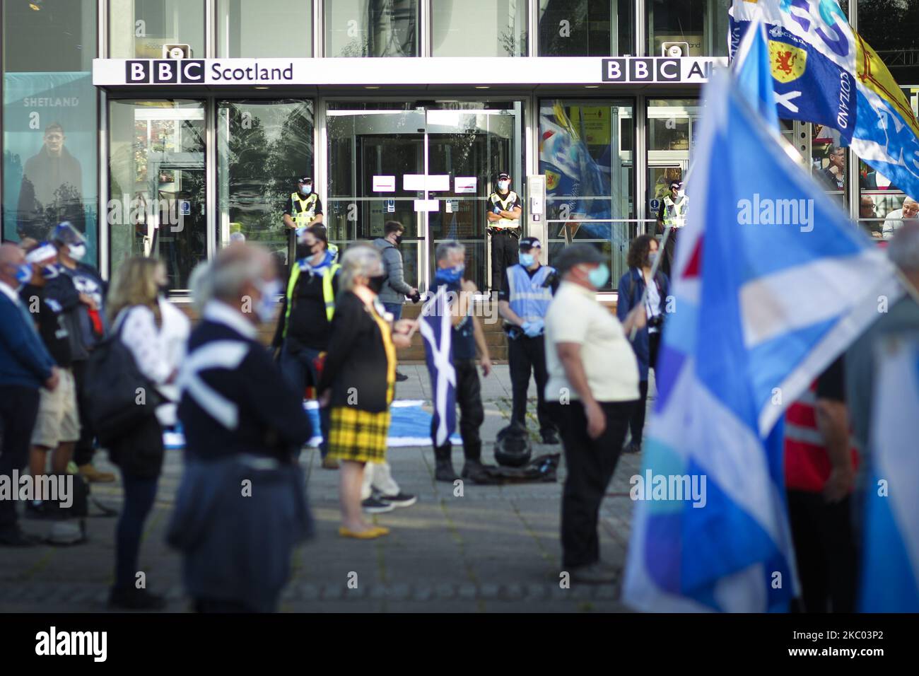 All under one banner members take part in a static Indy Ref2 rally ...