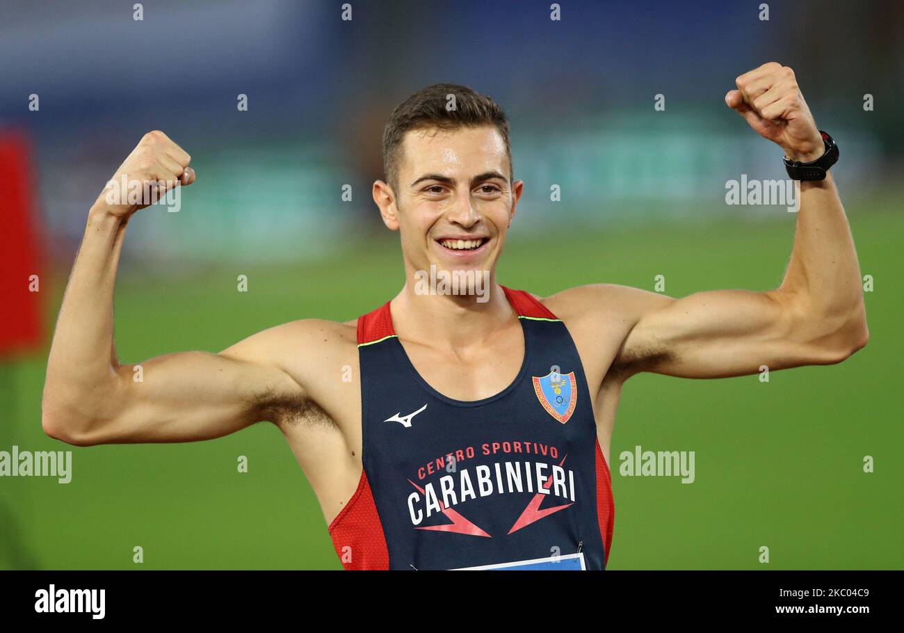 Edoardo Scotti (ITA) celebrates after competing in 400m men during the ...