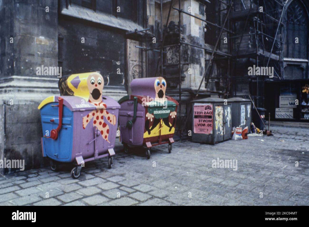Paris, France may 1979: Colored garbage bins in 70s Stock Photo - Alamy