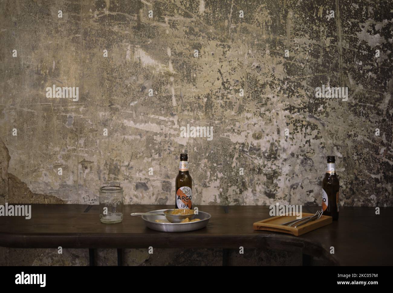 Bottles of Argo non-alcoholic beer are seen on a table at a cafe in the ...