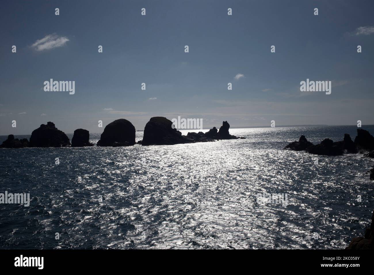 The rocks and coastline on the Island of Sark, part of the Channel ...