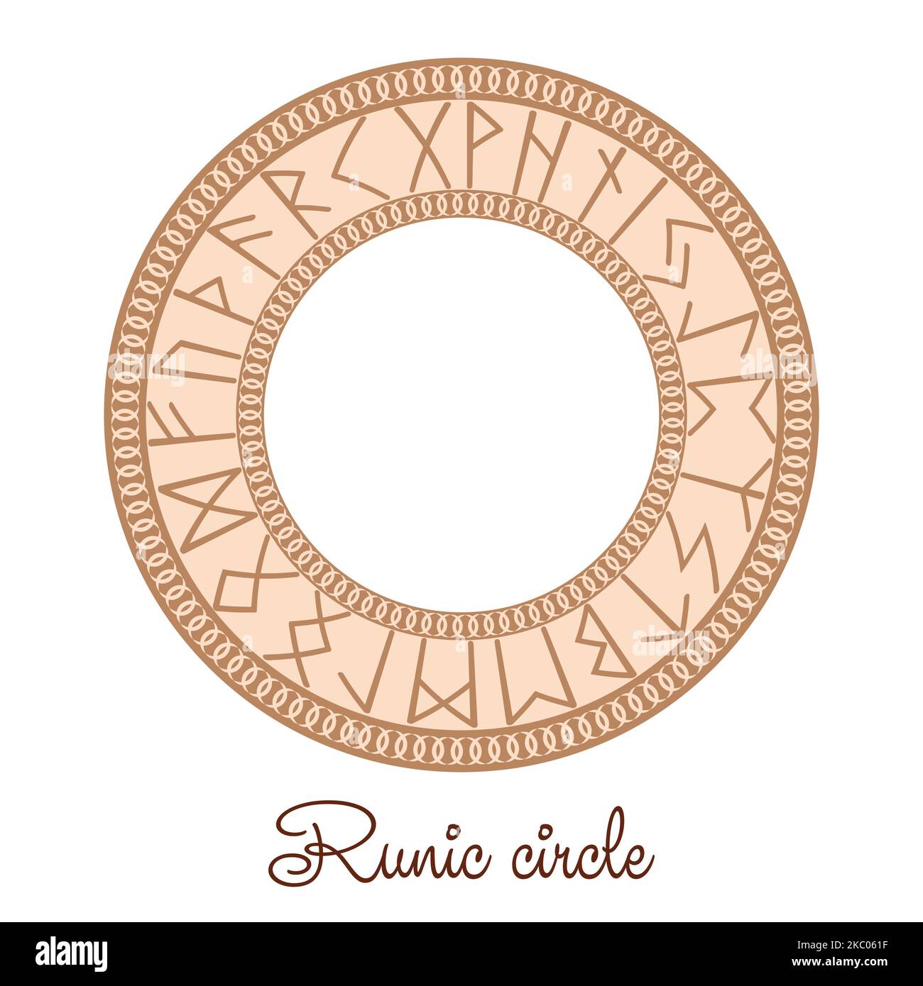 Runic circle, an ancient symbol, decorated with Scandinavian patterns ...