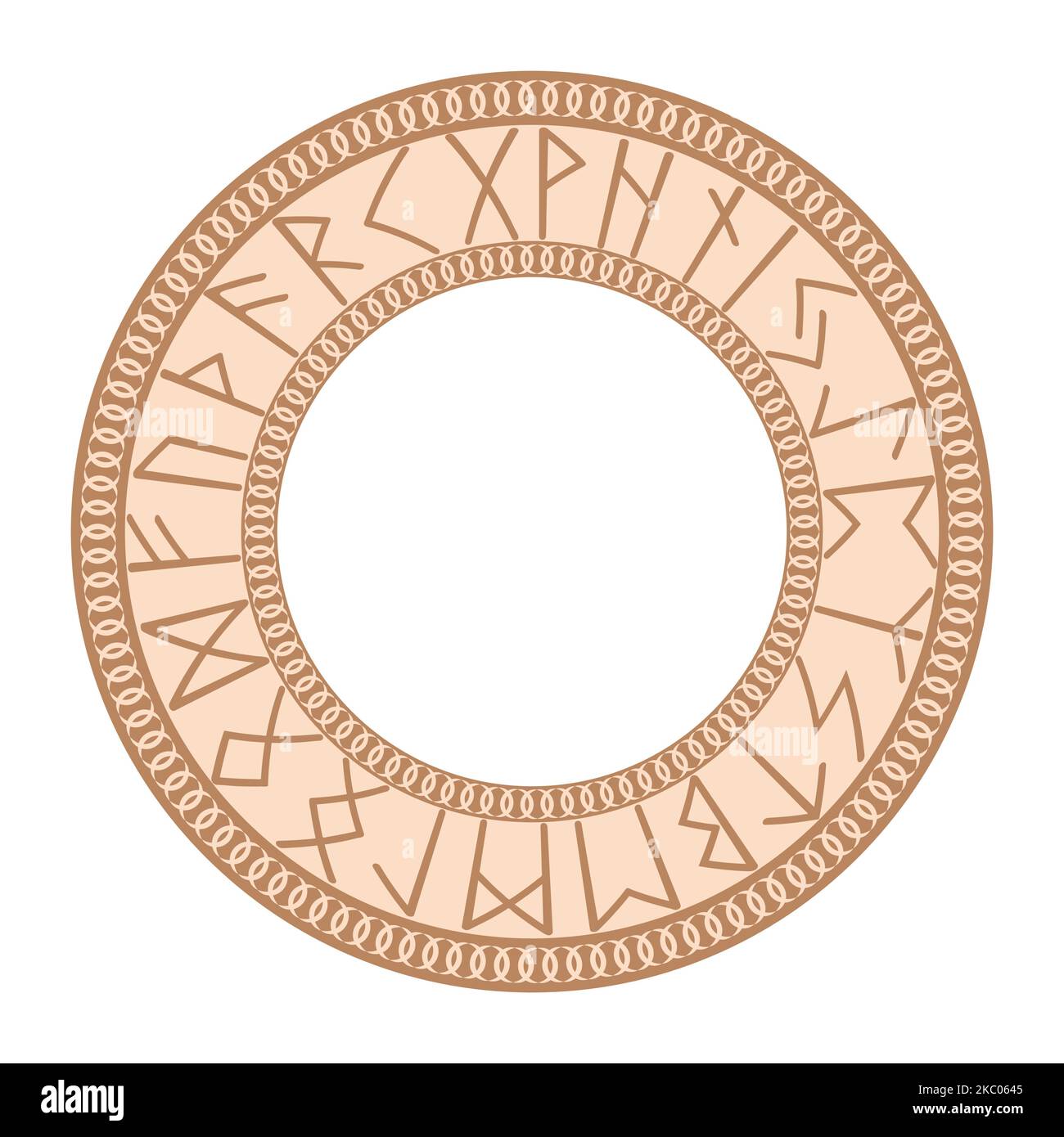 Runic circle, an ancient symbol, decorated with Scandinavian patterns ...