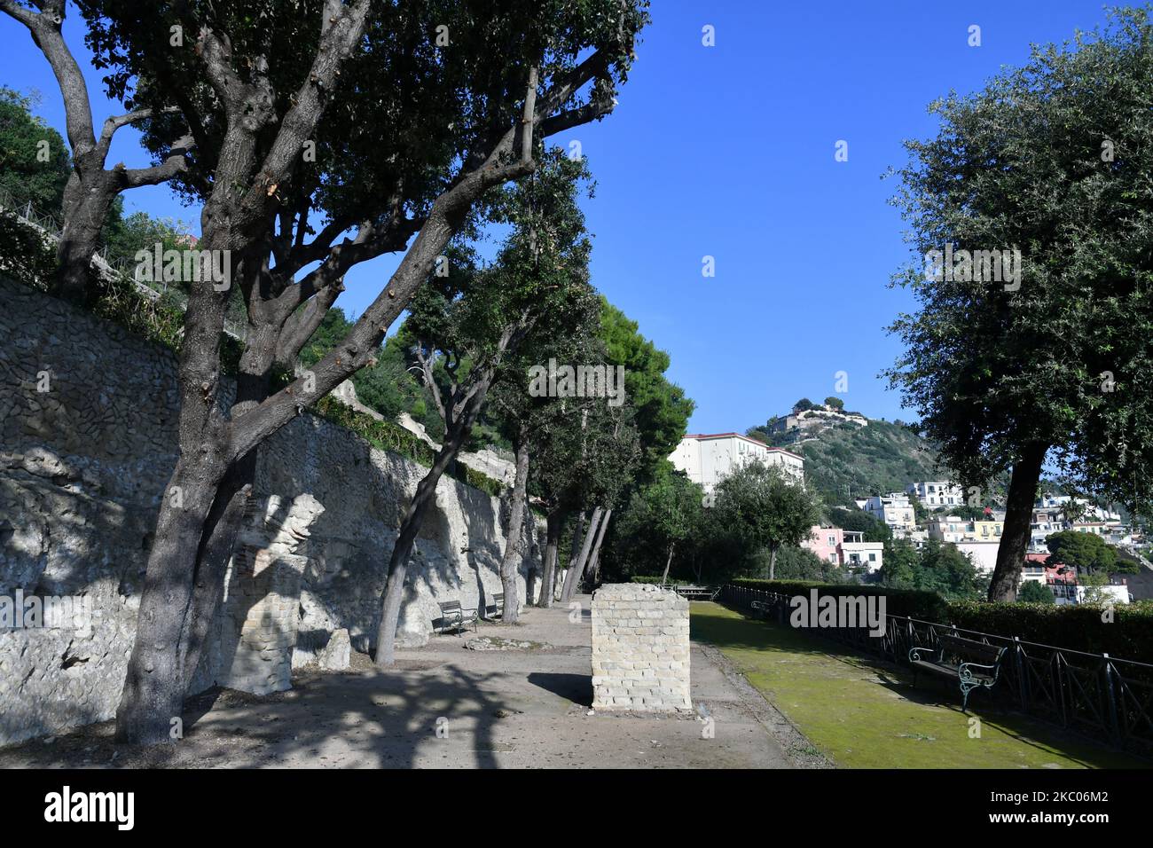 Panoramic view from the ancient Roman baths of Baia, near Naples in ...