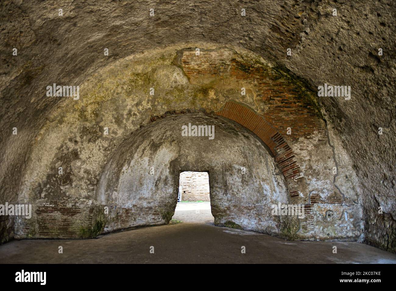 A cave in the ancient Roman baths of Baia, near Naples in Italy Stock ...