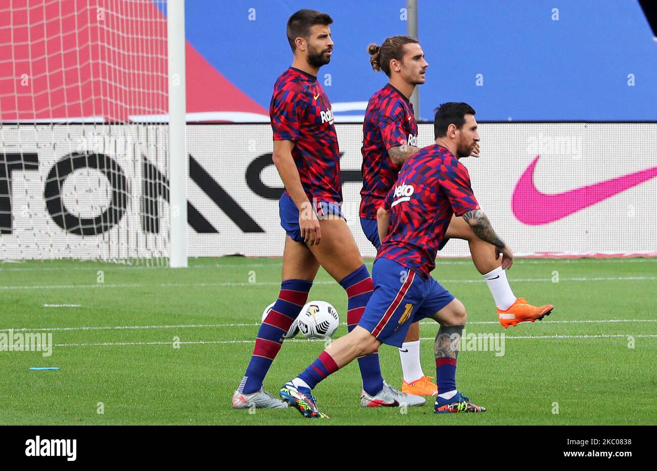 Leo Messi, Antoine Griezmann and Gerard Pique during the Joan Gamper ...